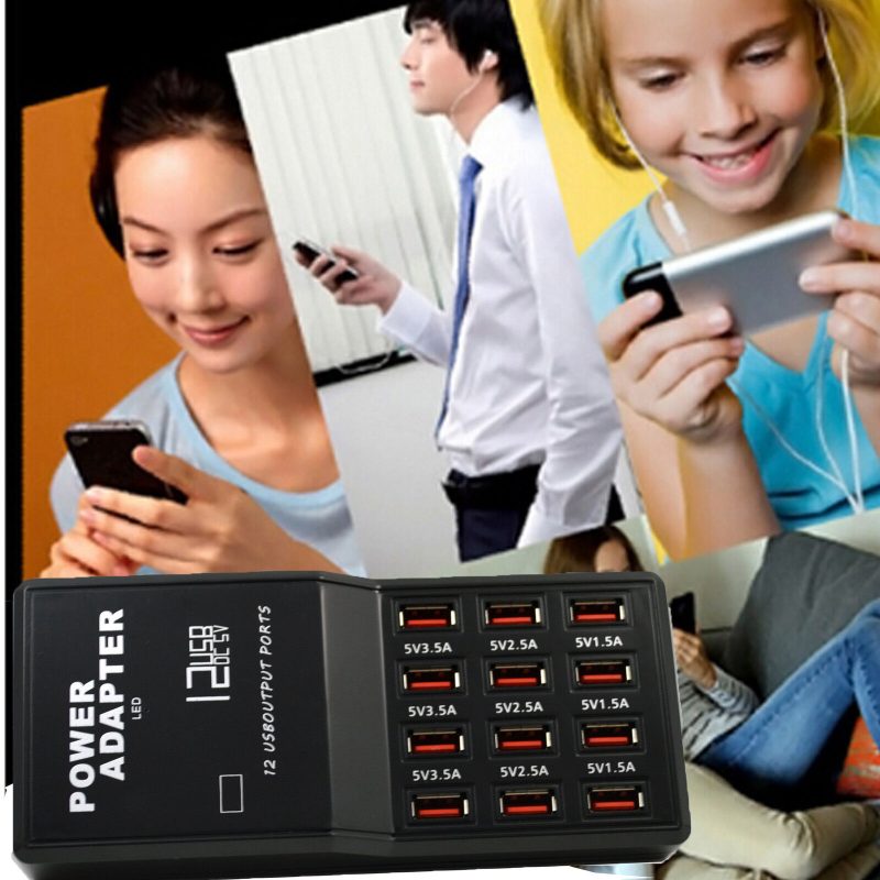 Fast Charging Station Hub 12 Multi Port 5V 12A USB Quick Charger ...