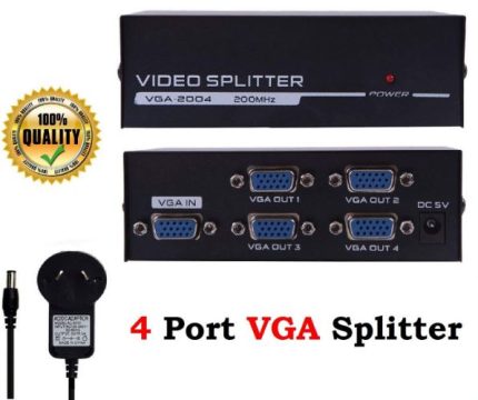 VGA Video Splitter Switcher Switch 200MHz Screen High Resolution 4 Port ...