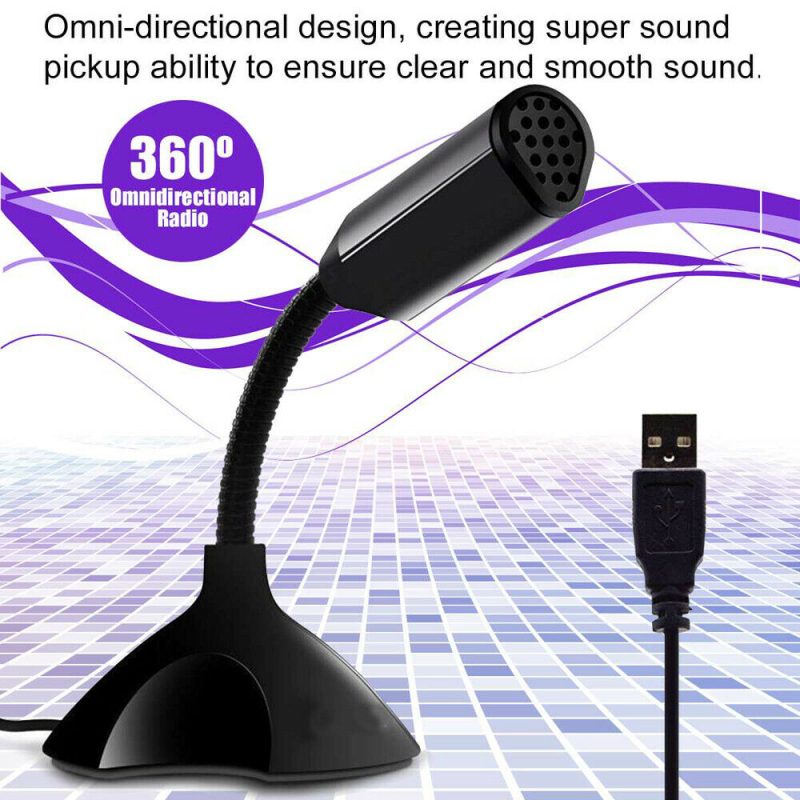 Mini Desktop USB Speech Microphone Mic Stand For PC Laptop Computer ...