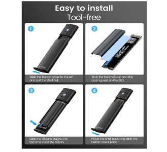 M.2 NVMe SSD Enclosure Thunderbolt 3 USB C Adapter Speed USB 3.2 NVME ...