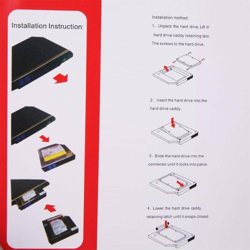 Universal SATA 2nd Hard Drive 9.5mm Slim Caddy Frame Case HDD SSD For ...