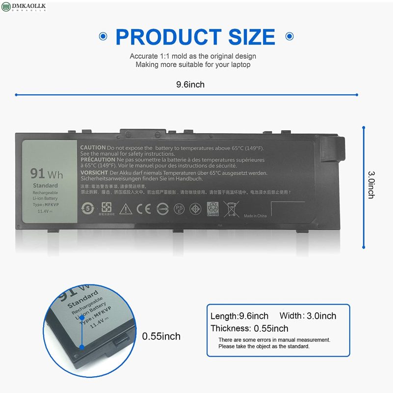 Laptop Battery 91Wh For Dell Precision 15 7510 7520 M7510 17 7710 7720 ...
