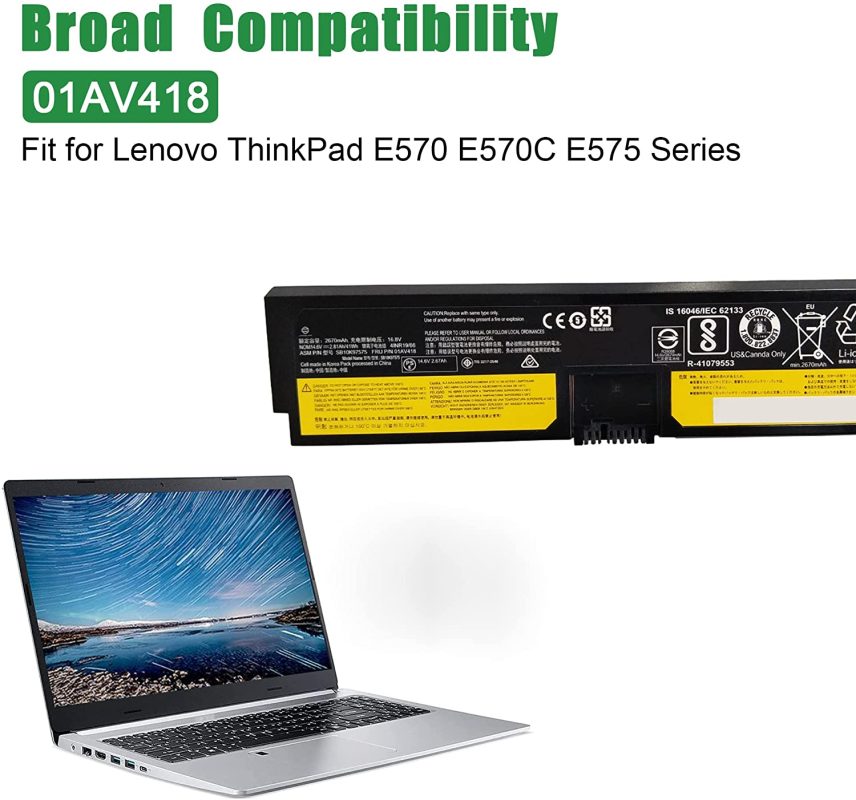 New Laptop Battery 4 Cell For Lenovo ThinkPad E570 E570C E575 Series P ...