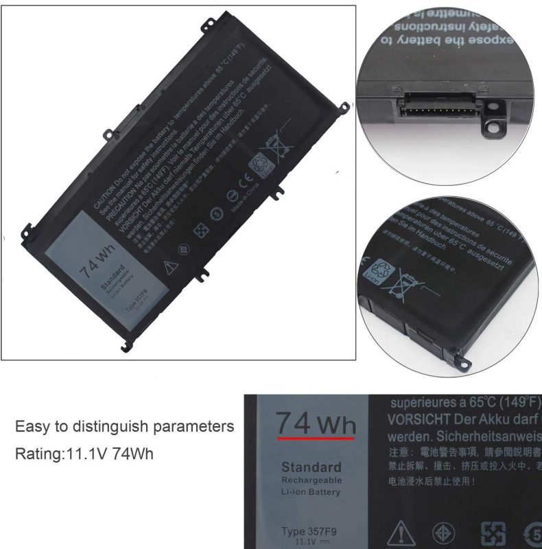 357F9 Dell 74Wh Battery For Inspiron 15 7000 7559 i7559 7557 Gaming ...