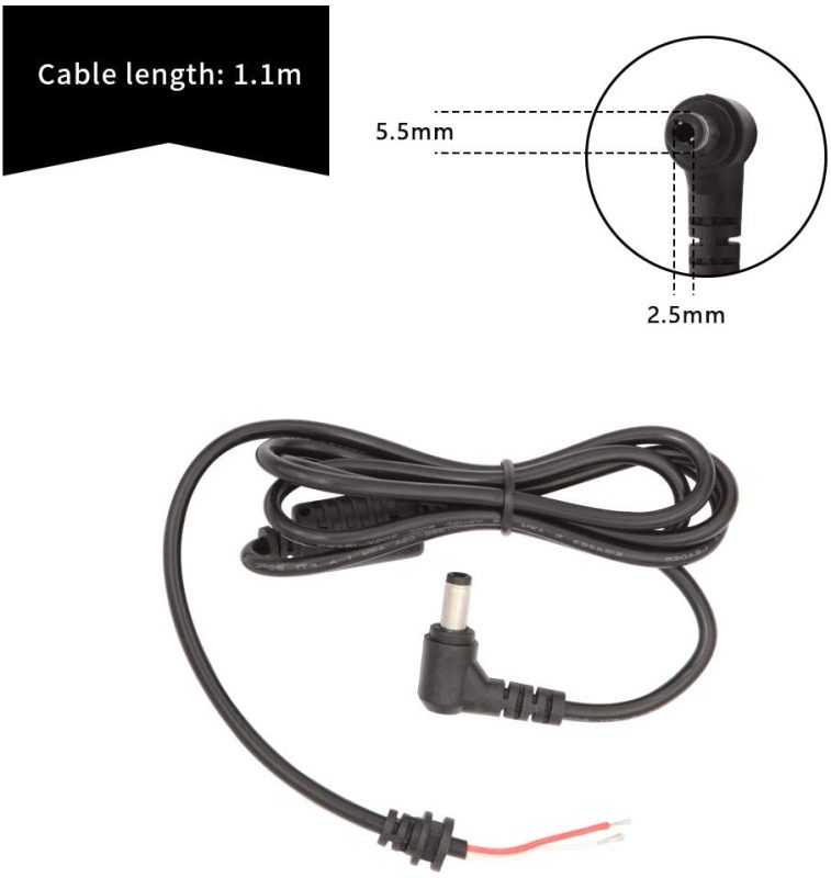 DC Power Charger Plug Cable with 2 Wire For Toshiba Black pin Connector ...