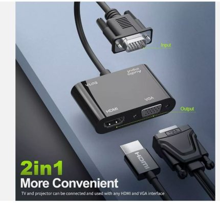VGA Male To Dual Output Female VGA + HDMI For High Resolution: 1080p ...